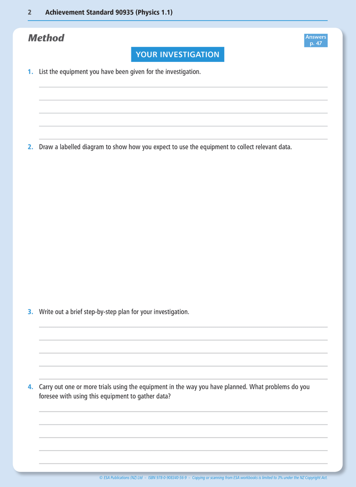 Level 1 Practical Physics Investigation 1.1 Learning Workbook - LearnWell